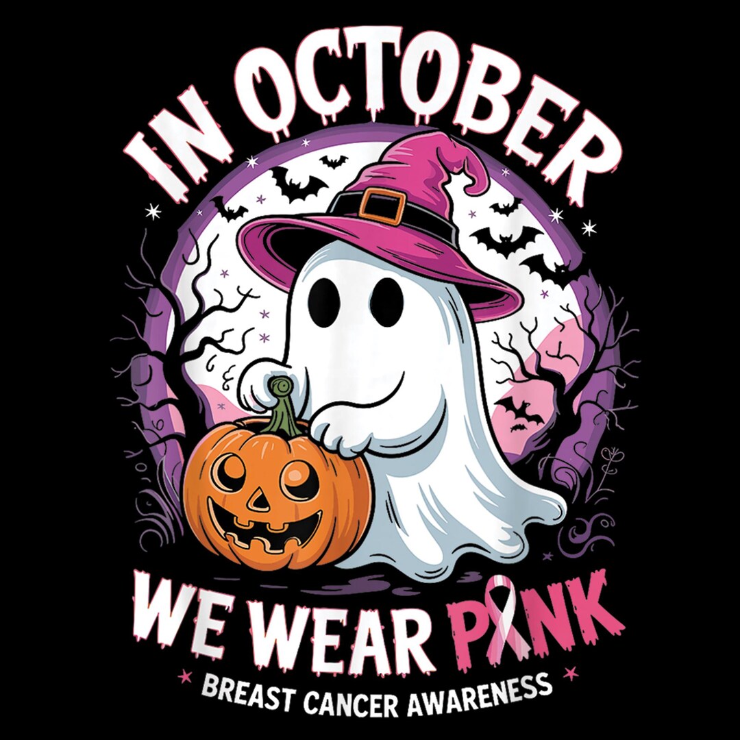 Pink Ribbon Ghost PNG: Breast Cancer Awareness Halloween Clipart ...