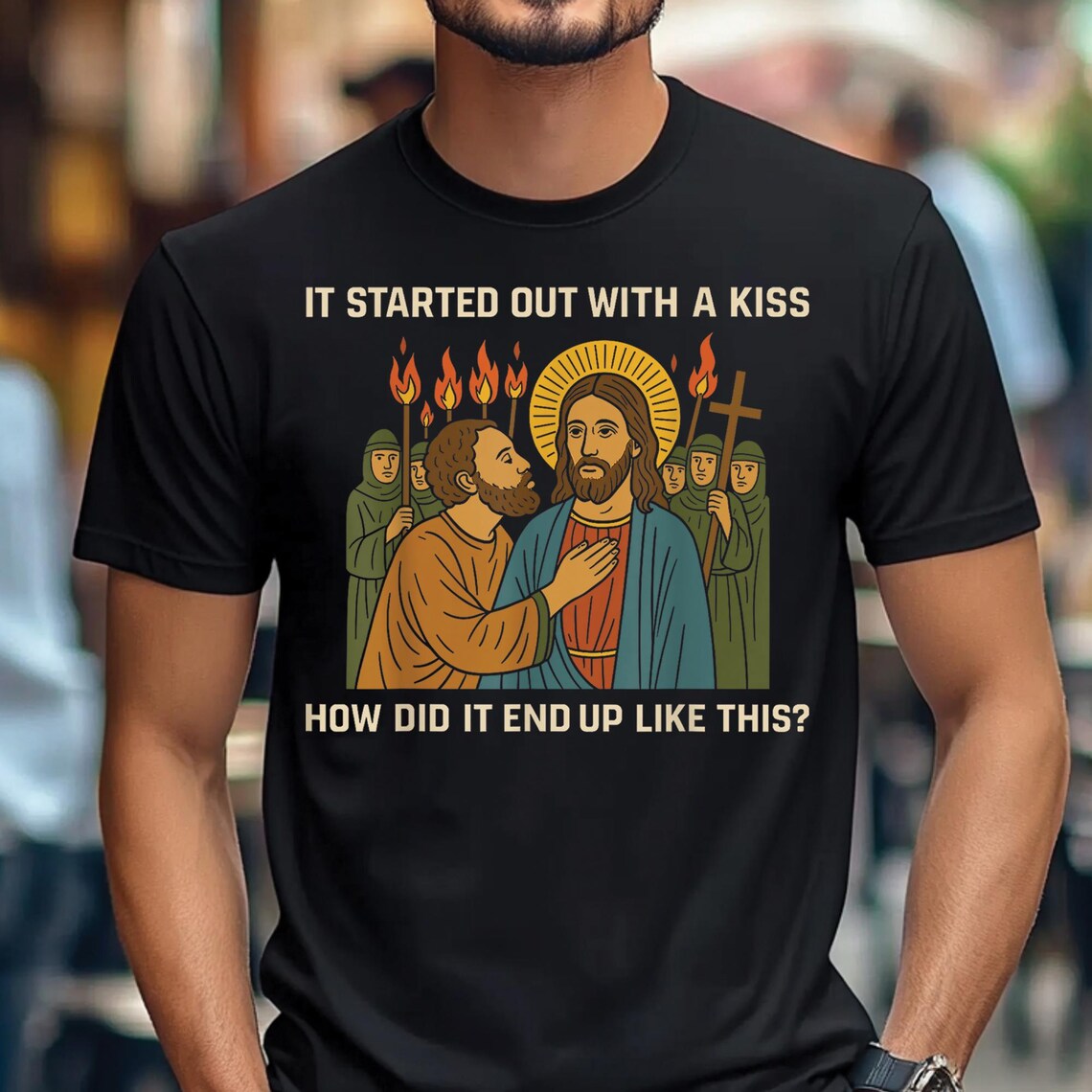 Judas Kiss Meme Art: Funny Religious Parody Design (PNG Digital ...