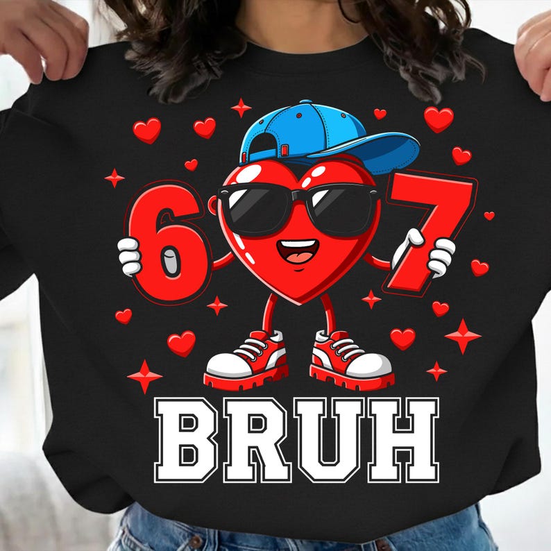 67 BRUH PNG – Funny Heart Character Graphic, Cool Red Cartoon With ...