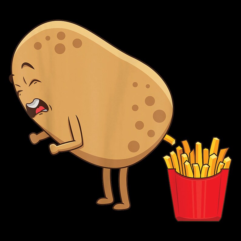 Funny Potato Fry Shirt PNG | Absurd Food Humor Design | Crying Potato ...