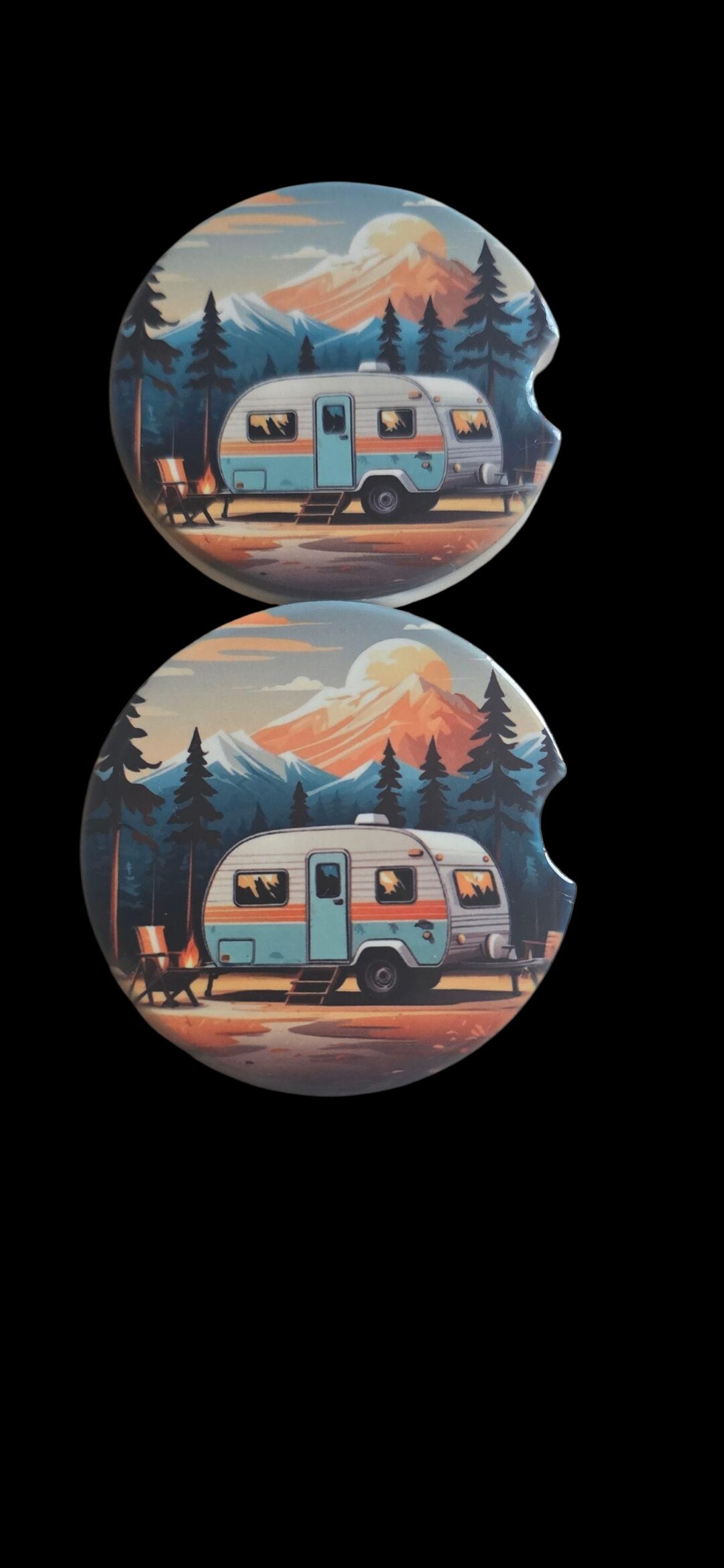 Retro Camper Car Coasters Set | Mountain RV Travel Coasters | Ceramic ...