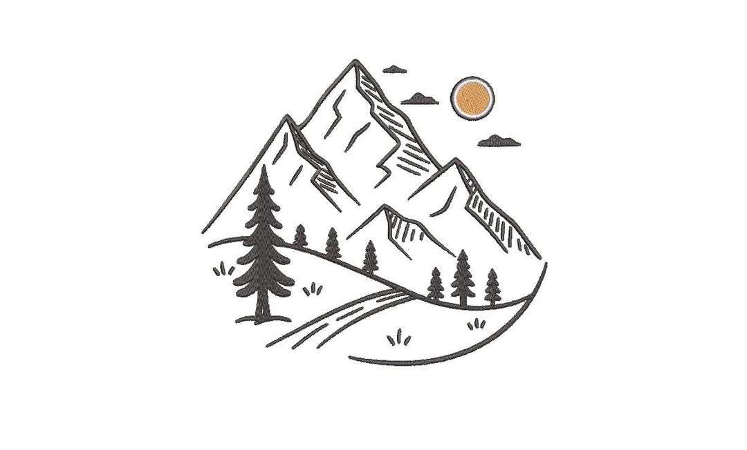 Sunrise Over Mountains Embroidery – Nature Landscape Machine Embroidery ...