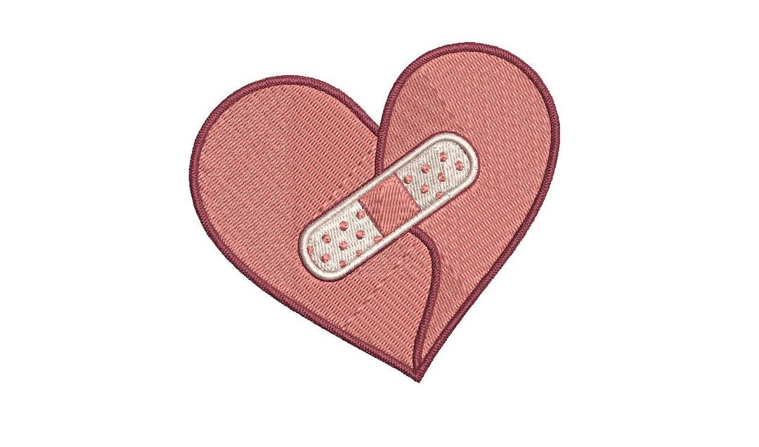 Broken Heart Bandage Embroidery Design: Medical Love Motif (instant ...