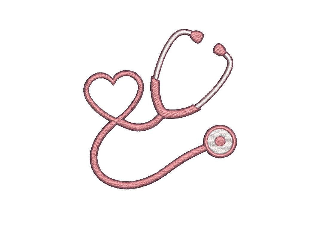 Heartbeat Stethoscope Embroidery Design, 4 Sizes, Digital Download ...