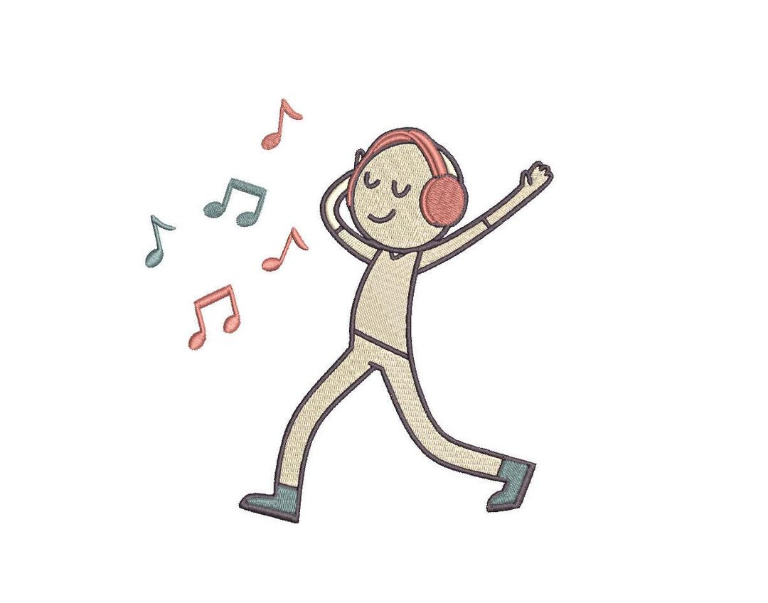 Music Lover Stickman Machine Embroidery Design, 5 Sizes, 4 Colors ...