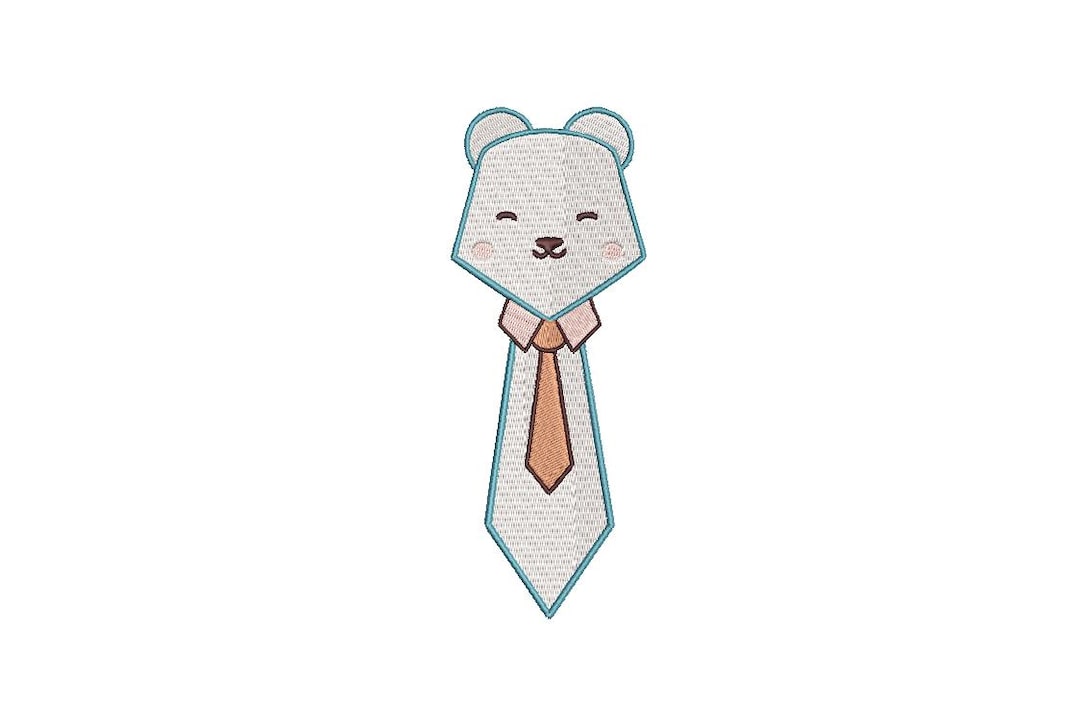 Cute Bear Necktie Embroidery Design – Digital Download | Animal Machine ...