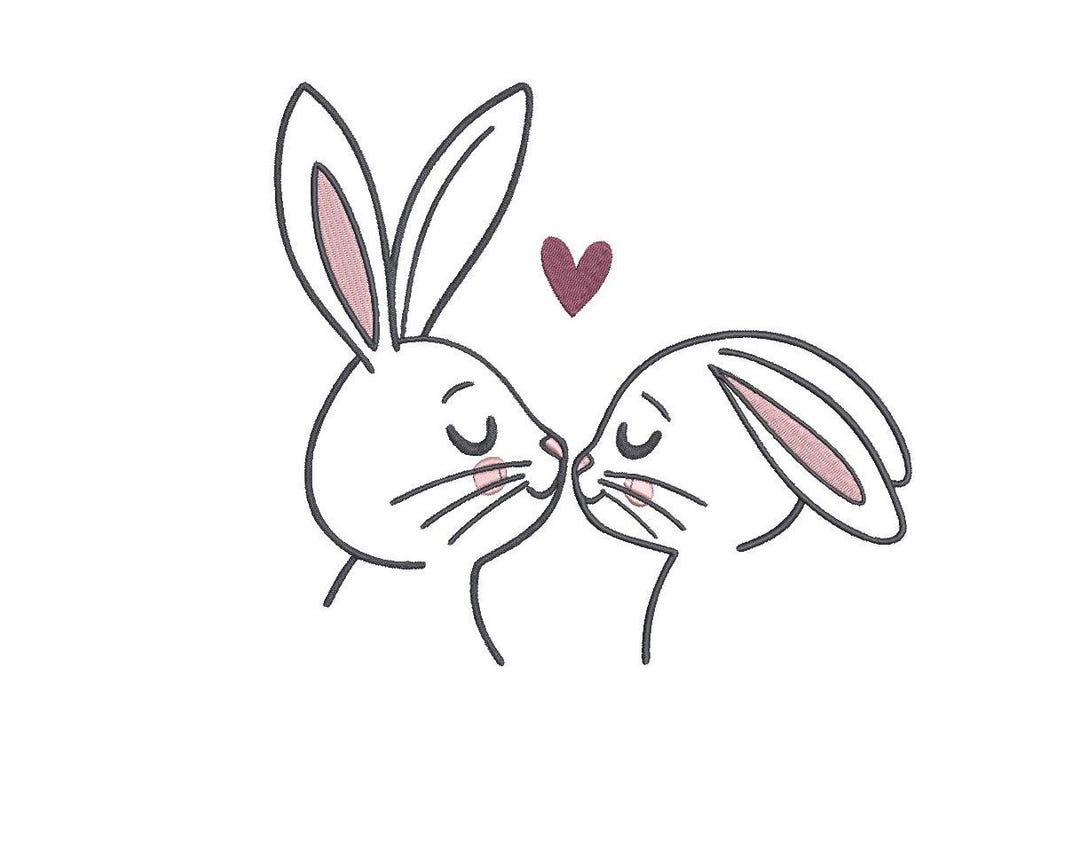 Romantic Rabbits Embroidery Design, 4 Sizes, Digital Download, Cute ...