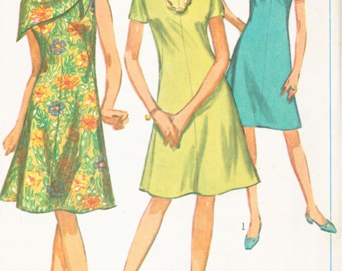 1966 Misses Semi-flare, A-line Dress Pattern With Scarf, Simplicity ...