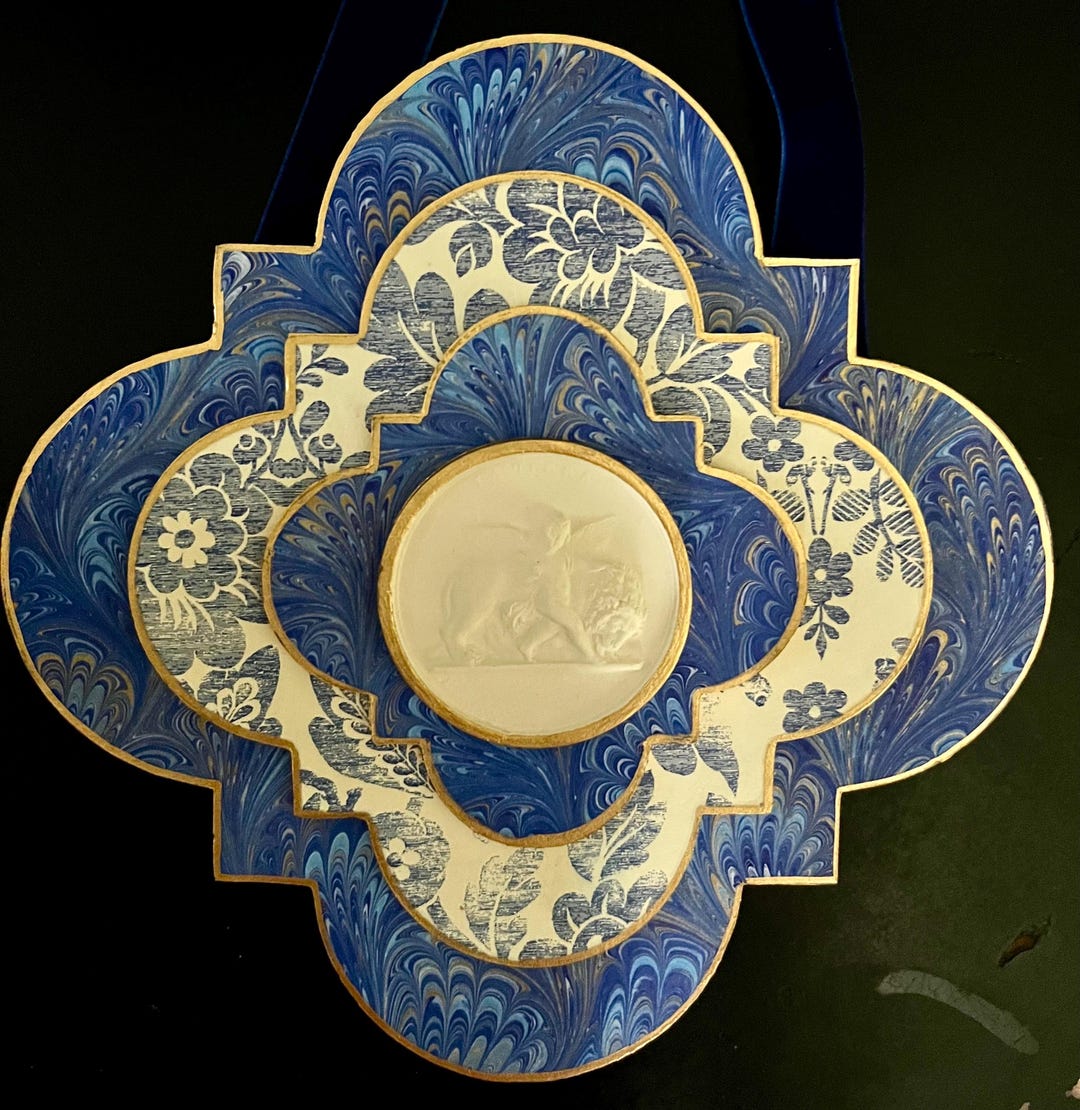 Cartouche X - Multil-layered Marbled Paper and Grand Tour Plaster ...