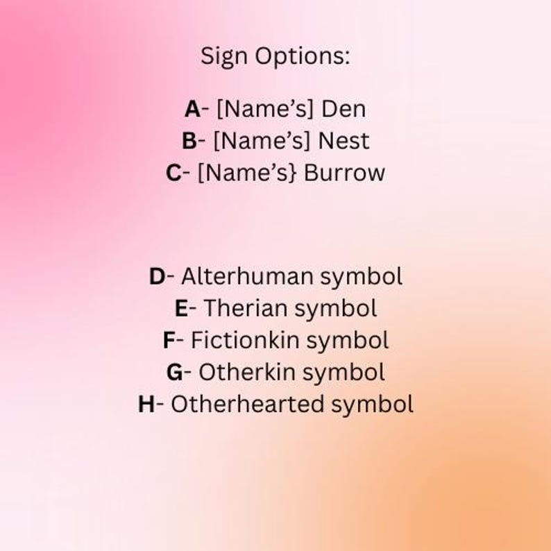 Custom Therian Name Signs **READ DESC** - Etsy