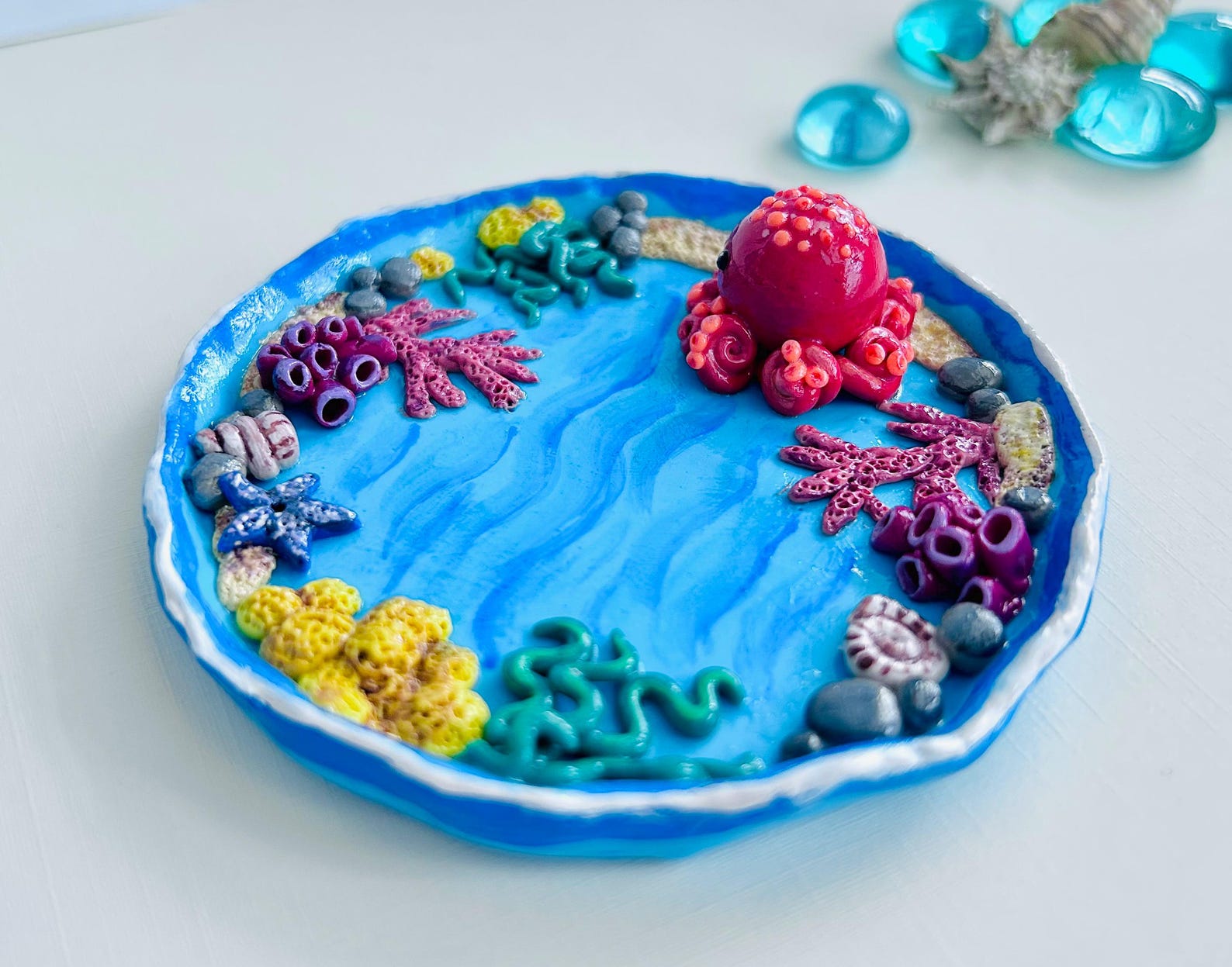 Cute Underwater Coral Reef Themed, Polymer Clay Ring/trinket Dish - Etsy