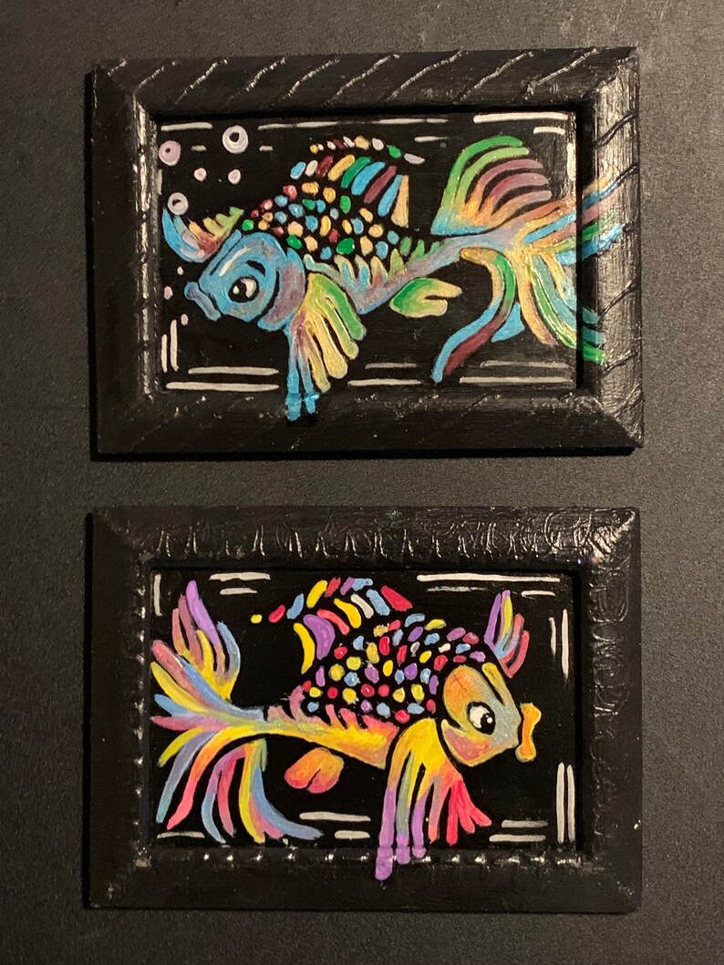 Two Fishes (2 Set) Paintings - Etsy