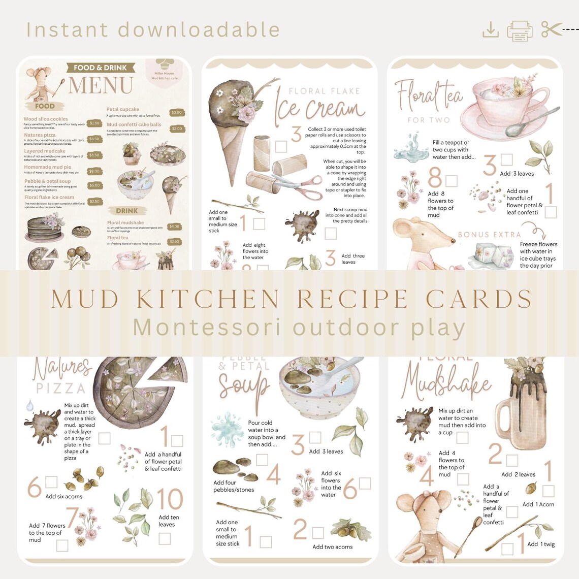 Learning and Play Printable: Outdoor Mud Kitchen Recipes and Counting ...