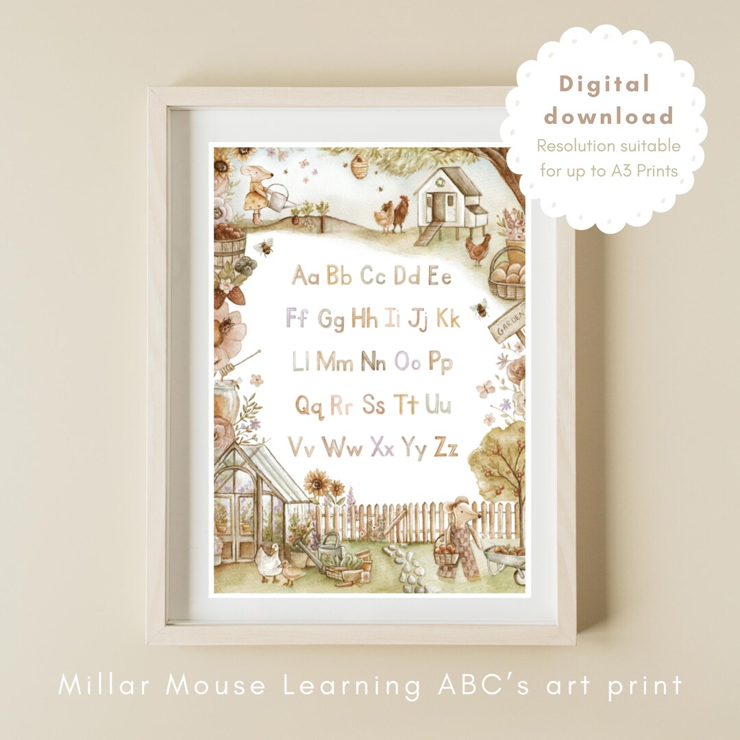 Homesteading Childrens Art Print | Homeschool Learning Tools | Alphabet ...