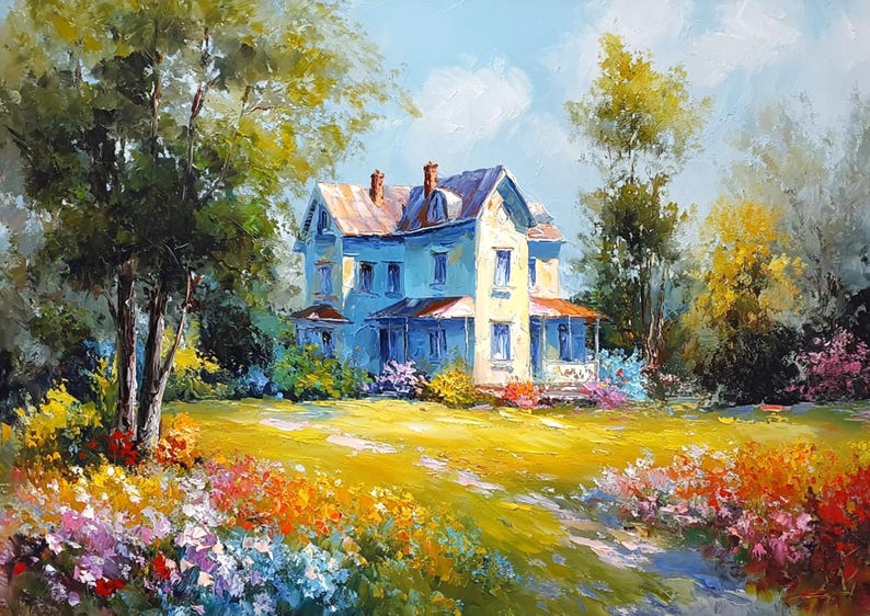 Custom House Portrait Oil Painting | Hand-painted Home Art ...