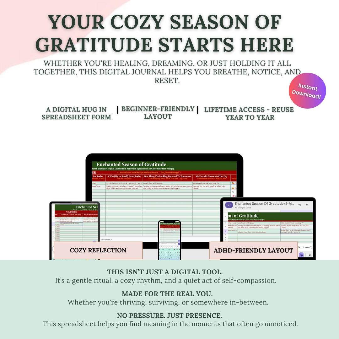 Gratitude Journal • Daily Reflection Prompts Google Sheets (digital ...