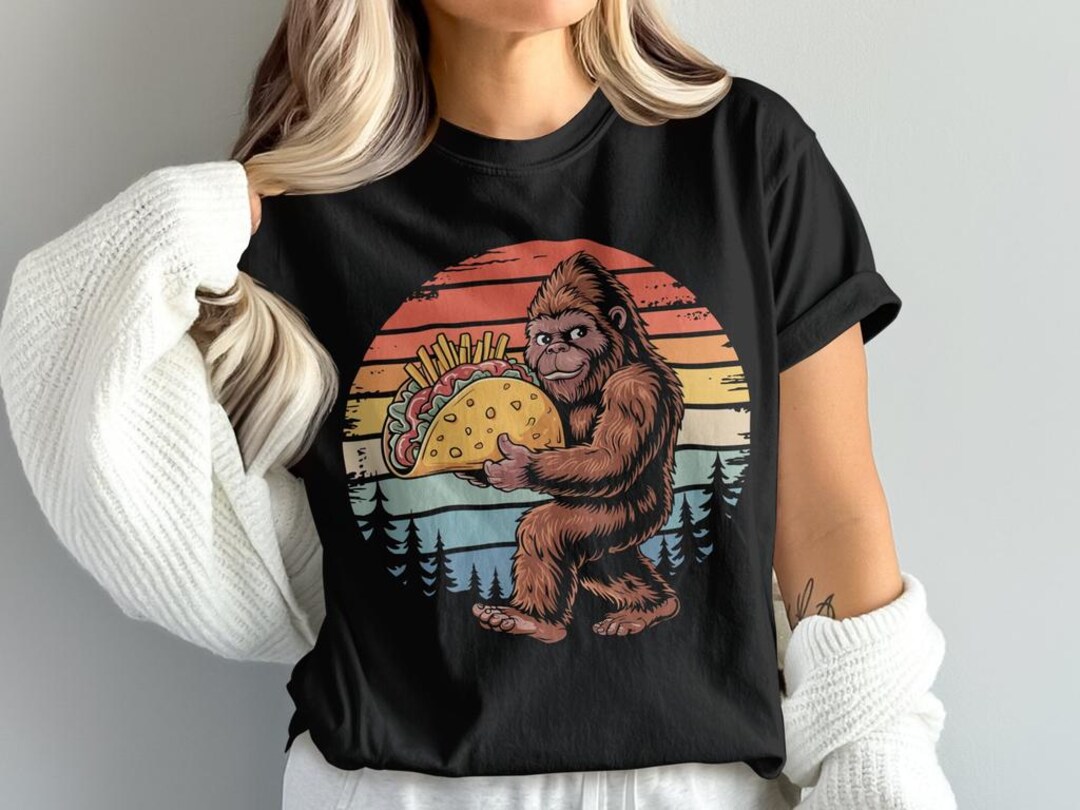 Sasquatch With Taco - Funny Bigfoot Taco Digital Art Design - Etsy