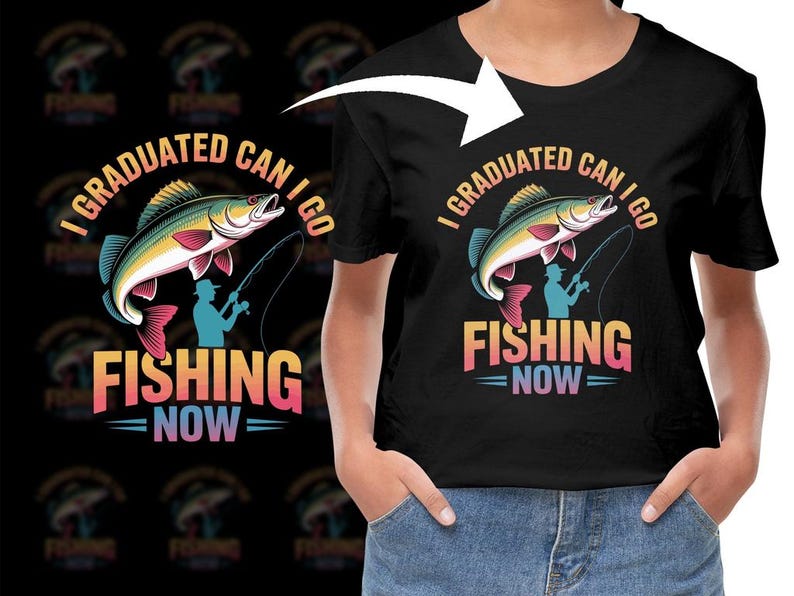 Graduation Fishing PNG, Funny Graduate Angler Sublimation Design ...