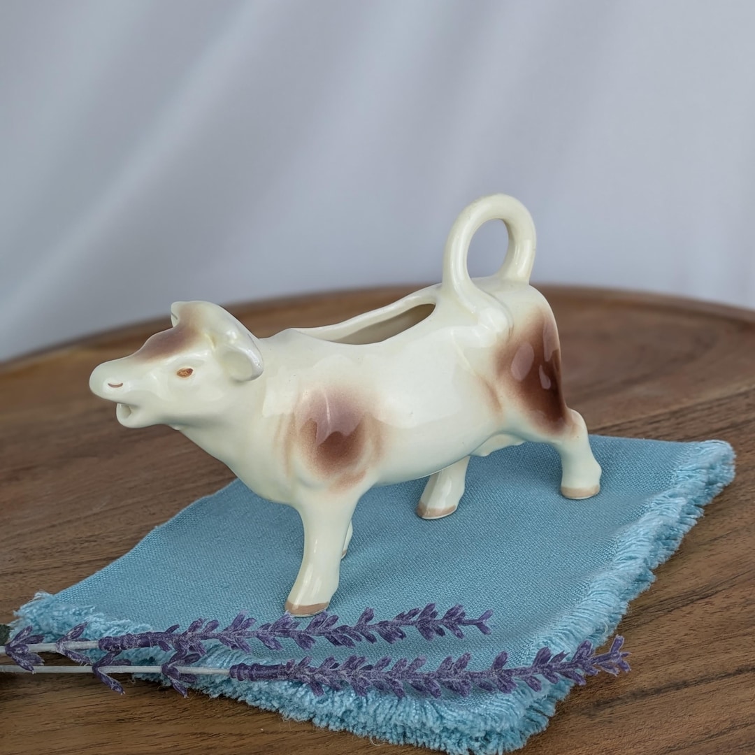 Vintage Cream and Brown Spotted Cow Creamer, COR Marked Dairy Cow ...