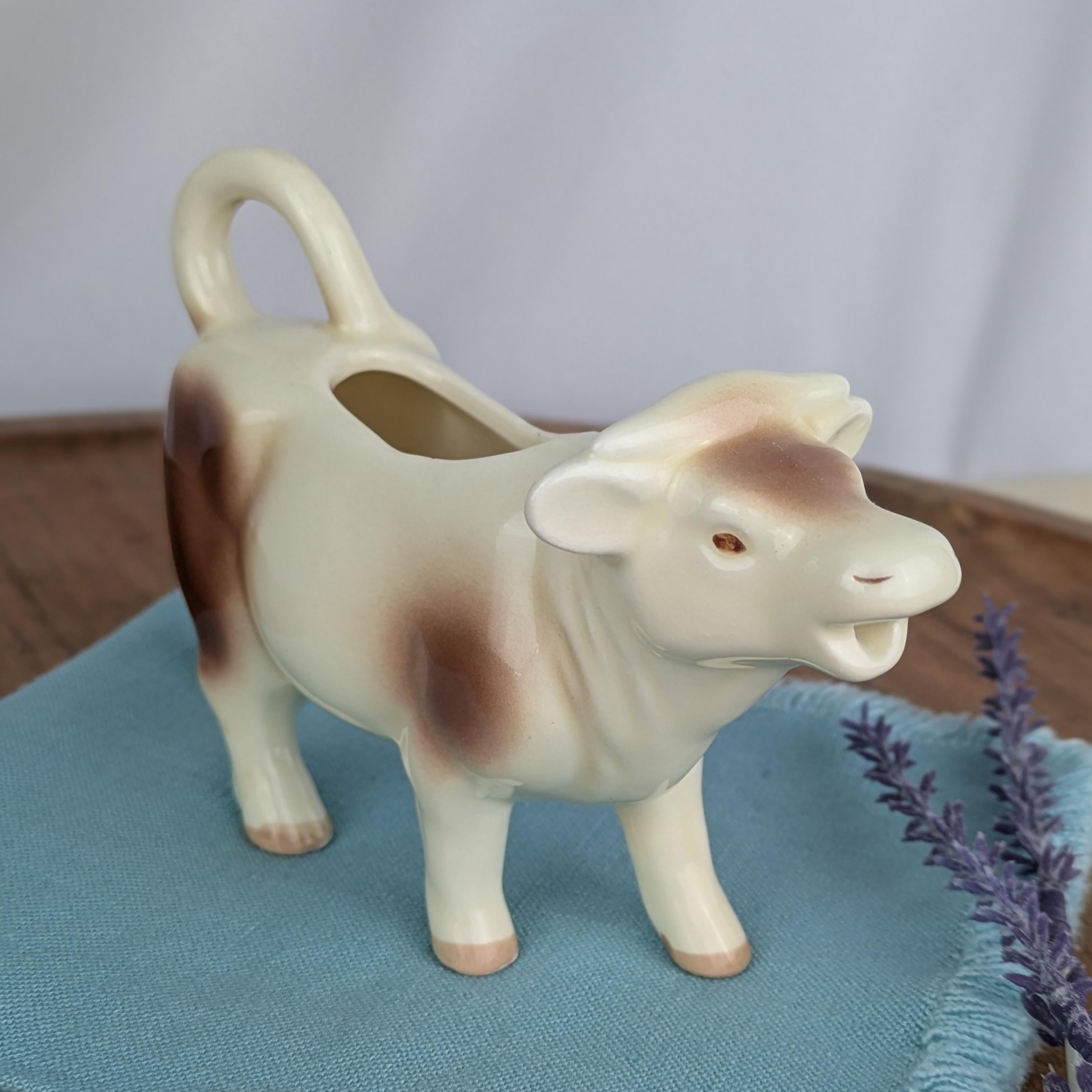 Vintage Cream and Brown Spotted Cow Creamer, COR Marked Dairy Cow ...