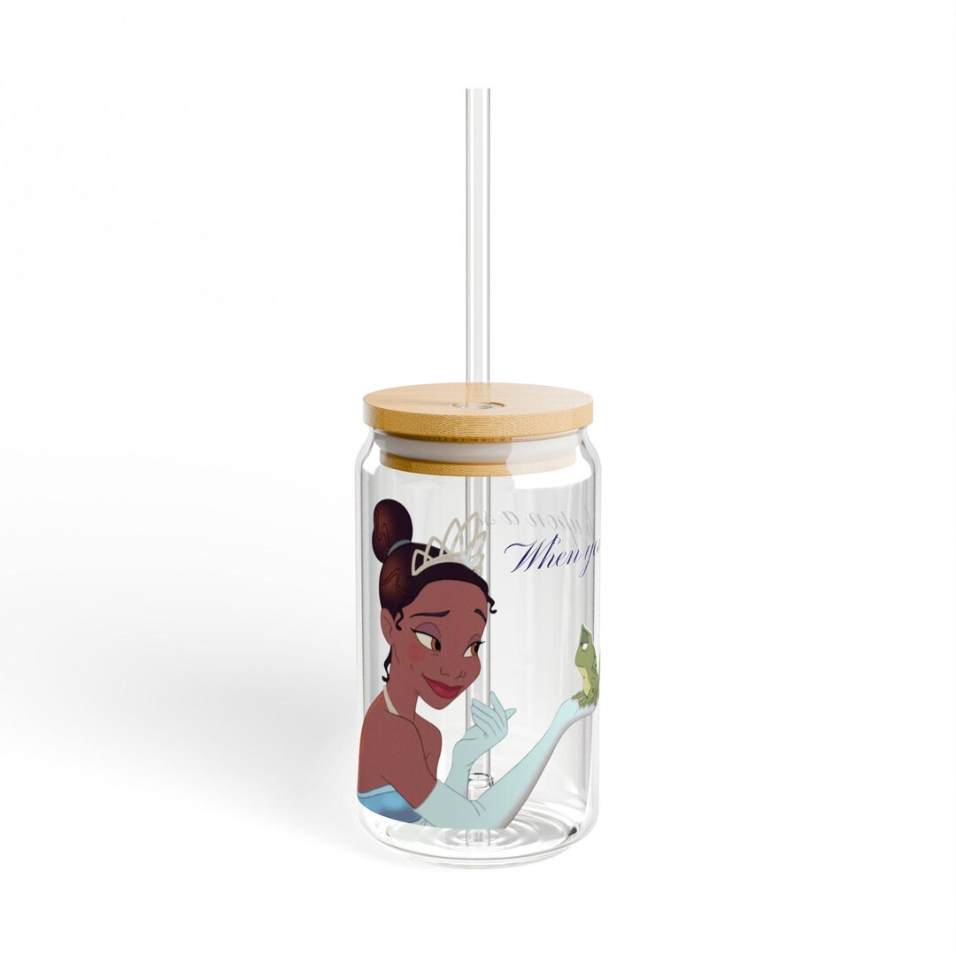 Princess Tiana Sipper Glass - 16oz With Bamboo Lid & Straw - Etsy