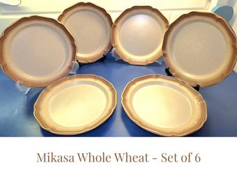 Mikasa Whole Wheat DINNER PLATES Set of 6 Whole Wheat Mikasa Stoneware ...