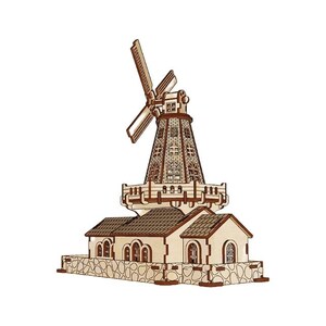 Wooden Windmill Laser Cut File - 3D DIY Model CDR File Design for CNC ...