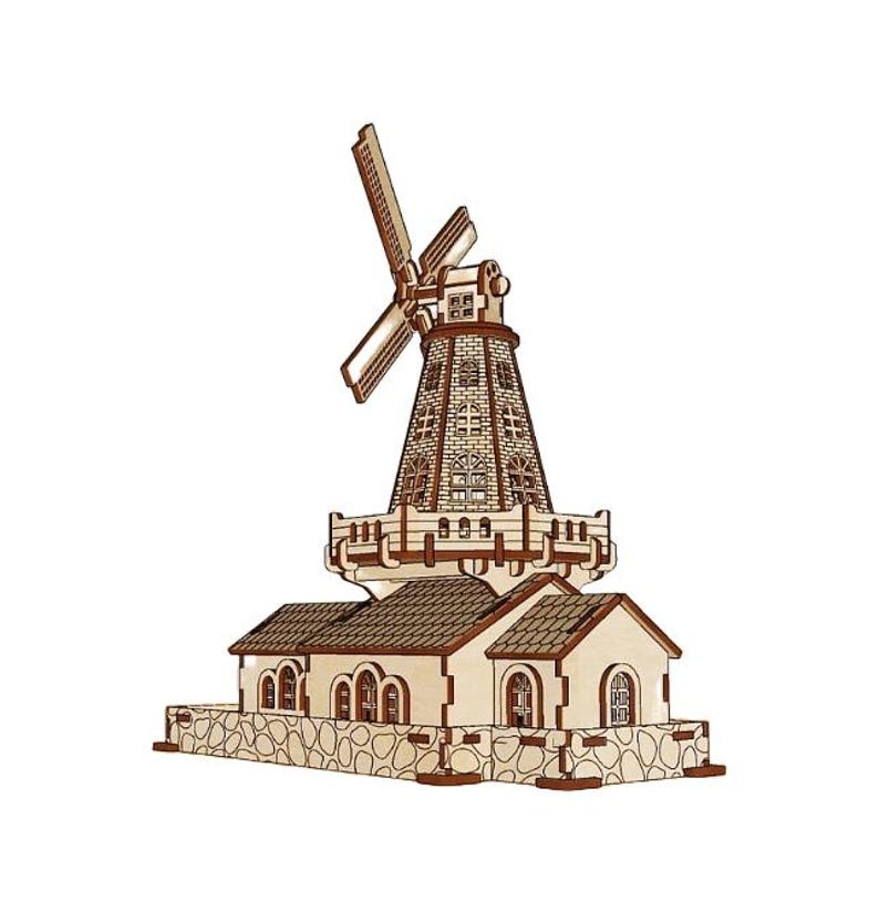 Wooden Windmill Laser Cut File - 3D DIY Model CDR File Design for CNC ...
