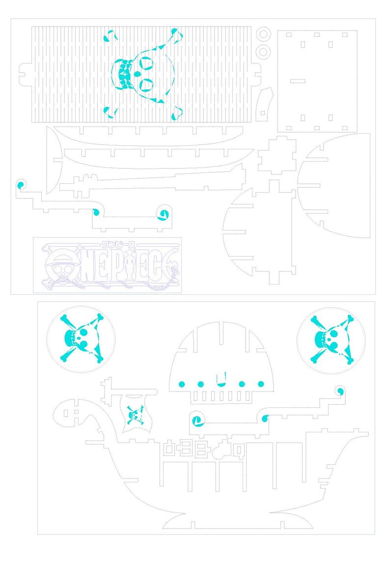 One Piece Going Merry Ship CDR Vector File - Pirate Ship Laser Cut ...