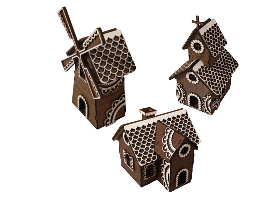 Mini House Laser Cut Files: 4 Wooden Model House Designs (CDR Vector ...