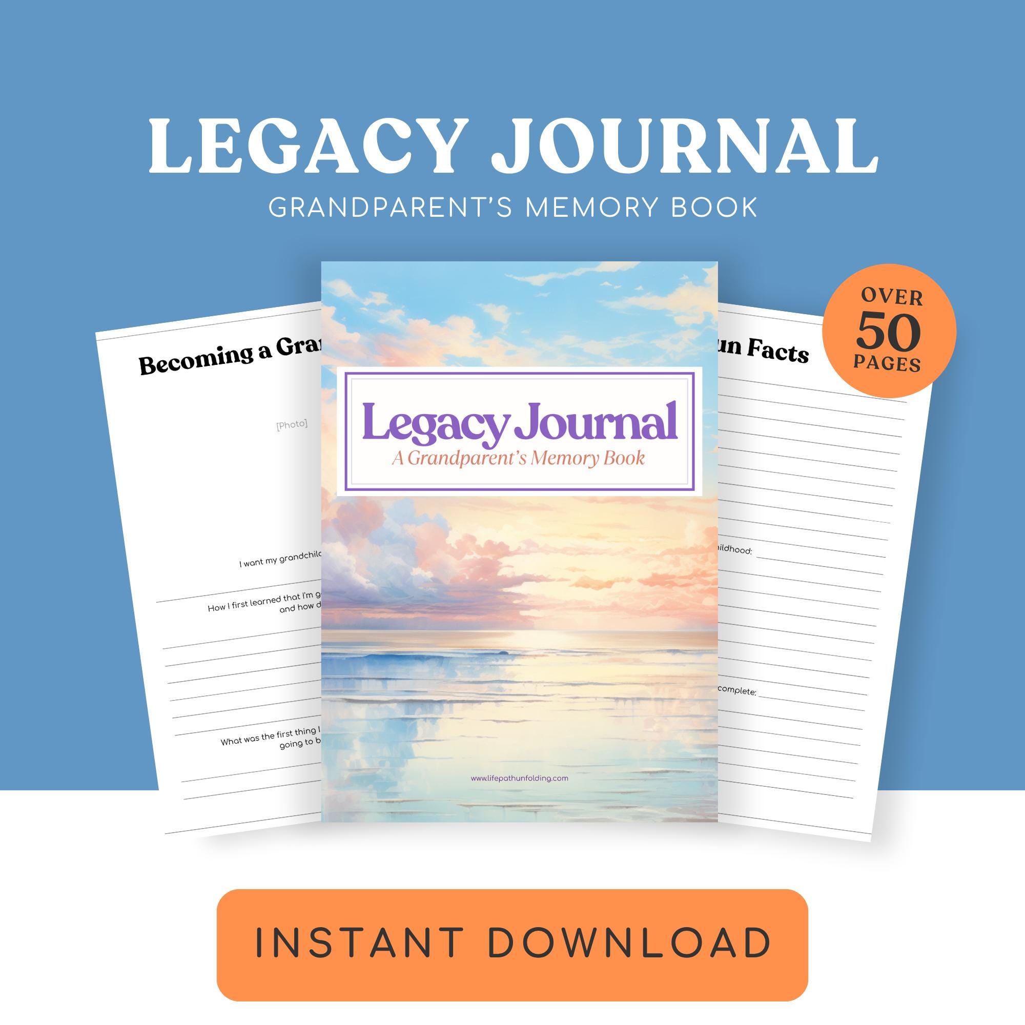Grandparent Legacy Journal Printable | Life Story Memory Book | Digital ...