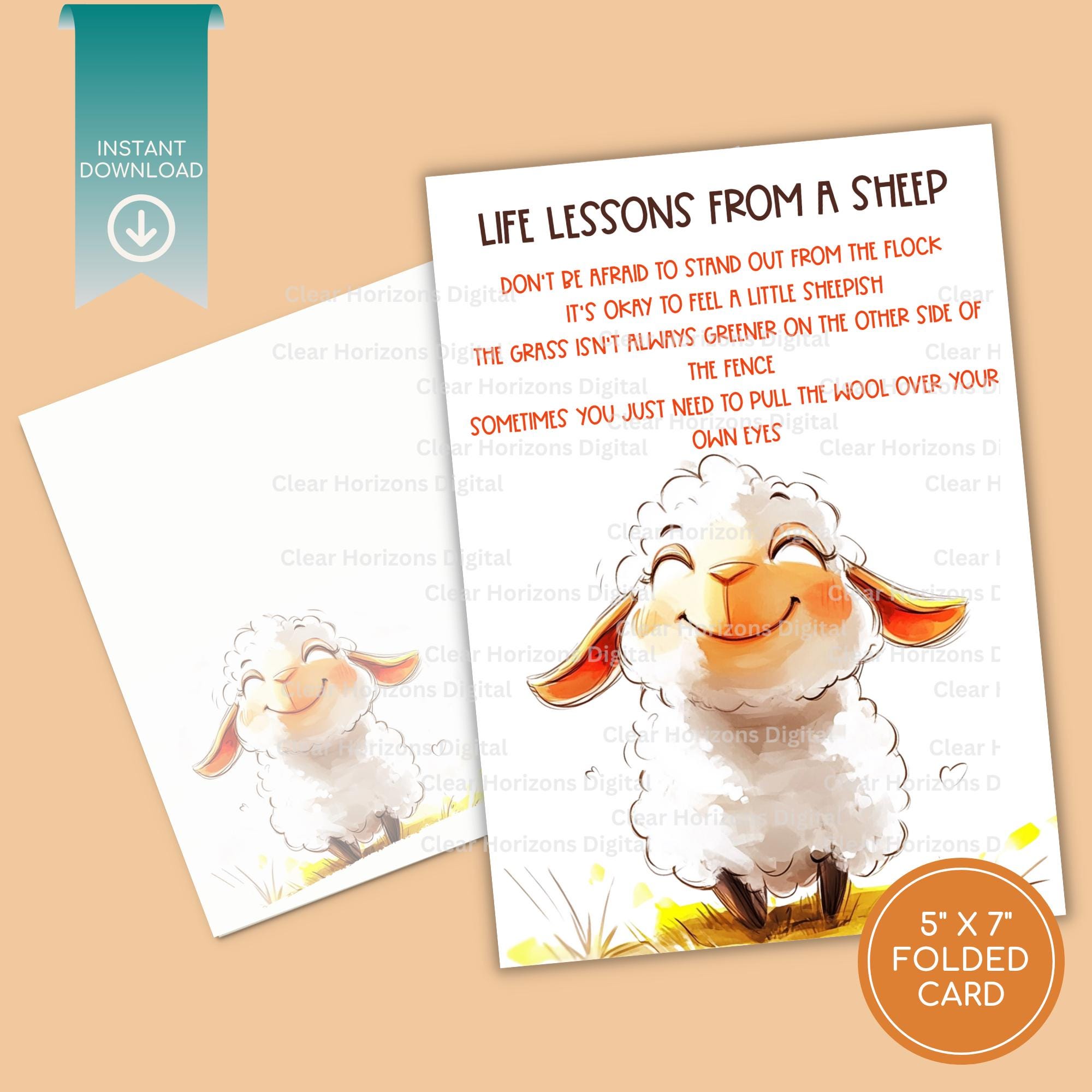 Printable 5”x7” Farm Animal Notecard Set #2 | 4 Note Cards + Matching ...