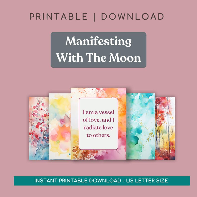 56 Watercolor Affirmation Cards Printable Set | 7 Color Schemes With ...