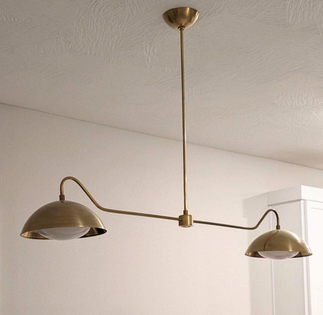 Italian-inspired Modern Brass Double Dome Ceiling Light – Adjustable ...