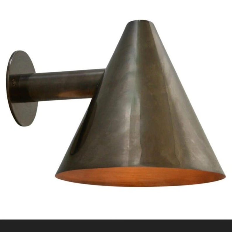 Modern Brass Cone Wall Sconce – Downlight Fixture in Handcrafted Metal ...