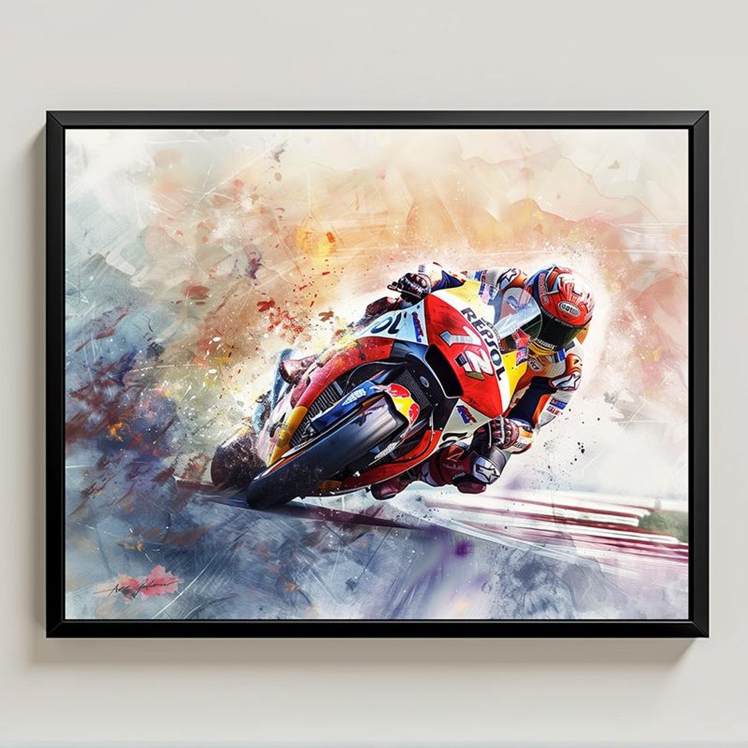 Motogp Art Print 14x11" Print Only | Motorcycle Racing Watercolor Wall ...