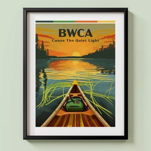 BWCA Sunset Canoe Poster – WPA Vintage Style Boundary Waters Print ...