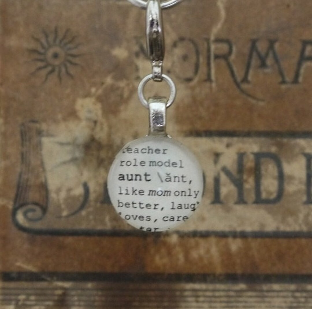 Aunt Dictionary Word Clip-on Glass Gem Vintage Look by Kristin Victoria ...
