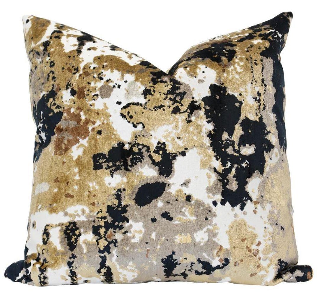 Cosmo Accent, Black, White, Brown, and Gold, Decorative Throw Pillow ...