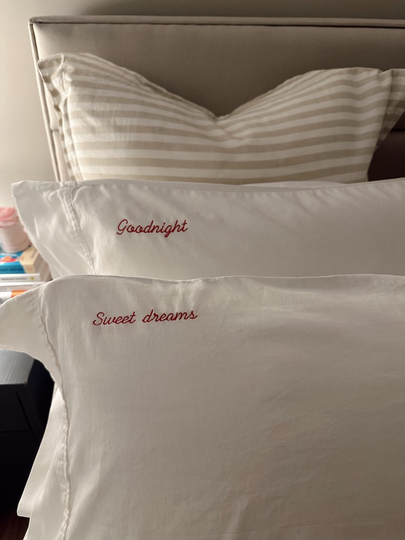 Embroidered Good Night & Sweet Dream Pillow Cover - Etsy