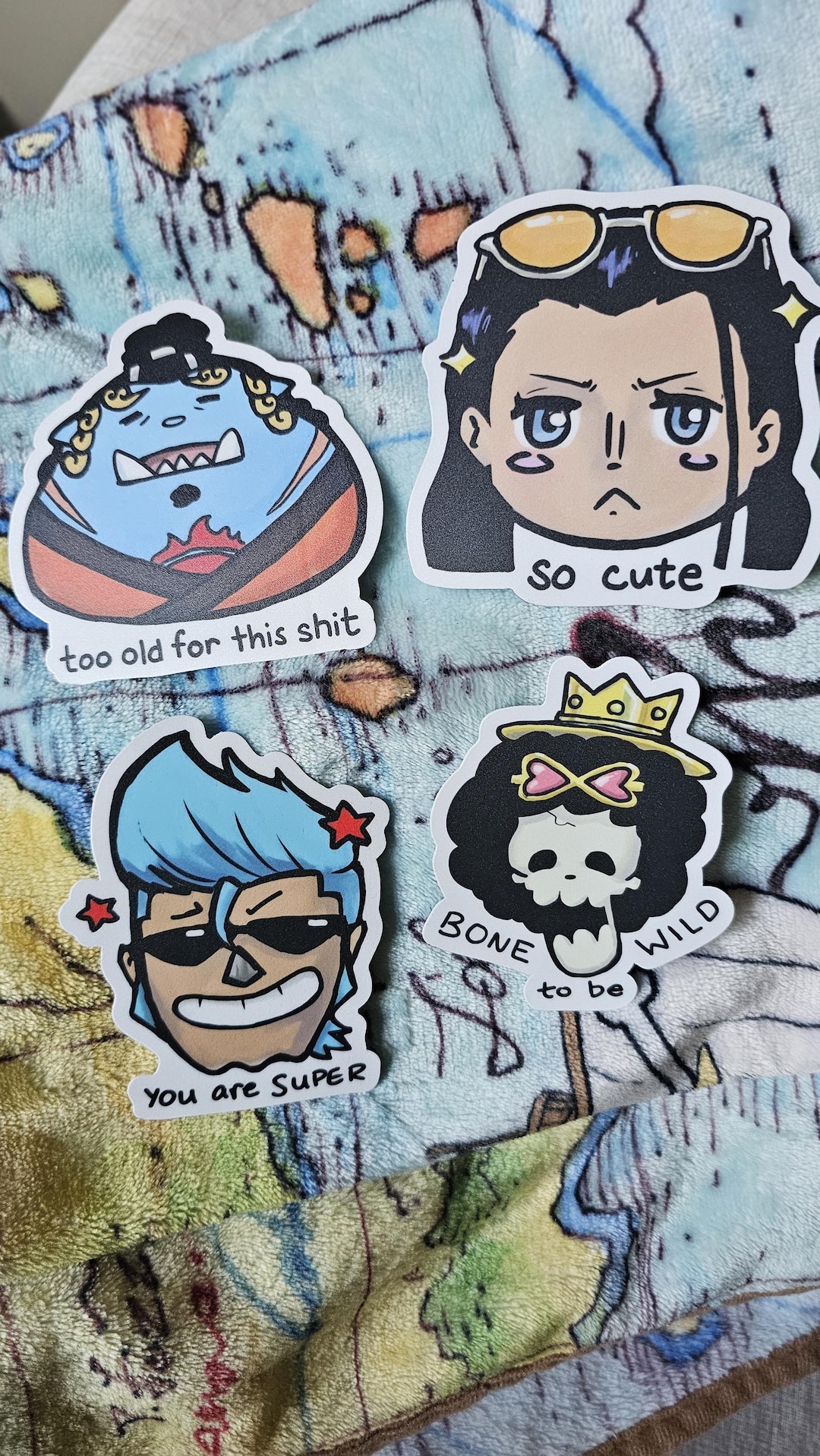 One Piece Straw Hat Crew Sticker Set 2 (robin, Franky, Brook, Jinbei ...