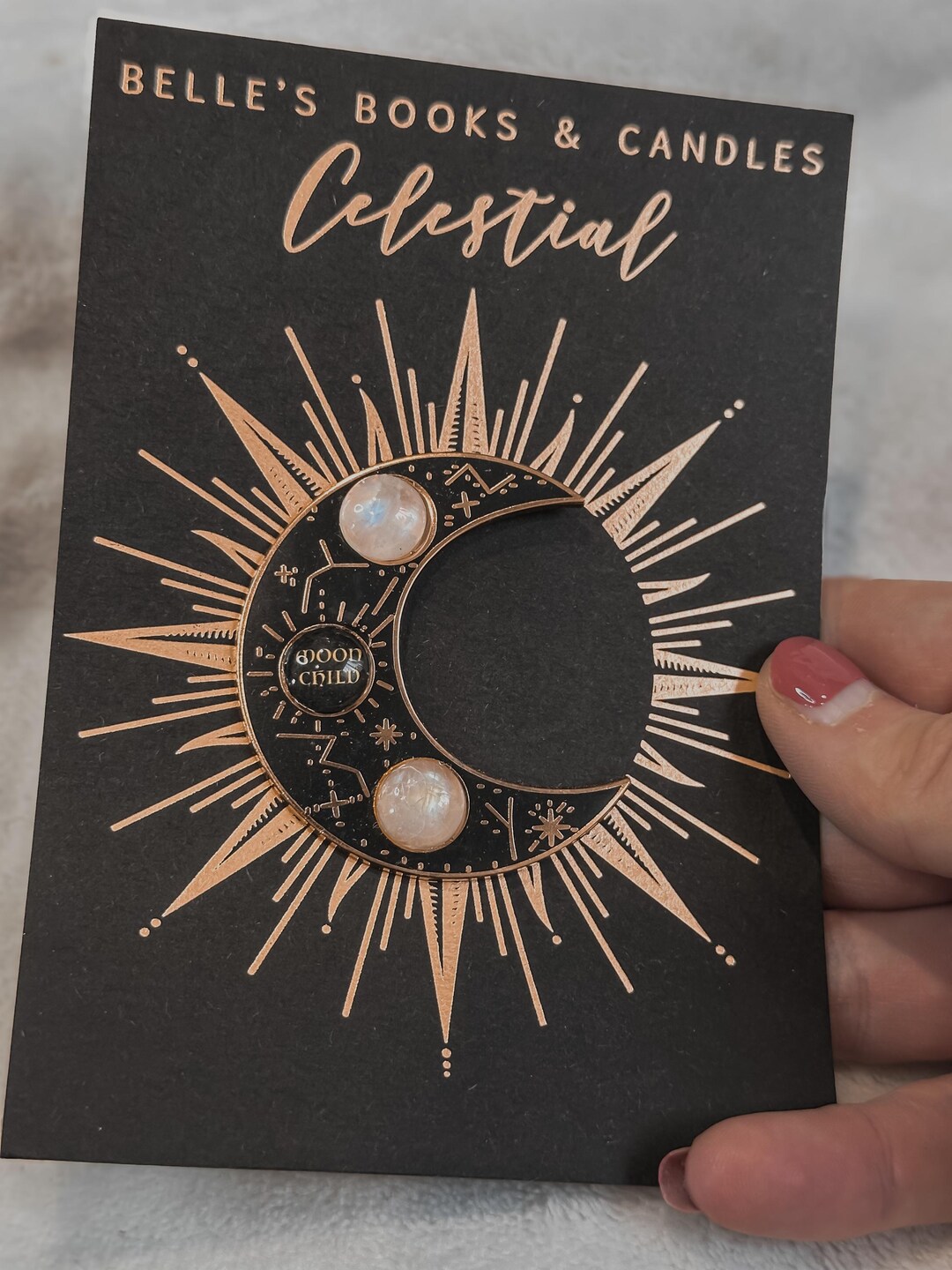 Moon Child Moonstone Enamel Pin: Celestial Crescent Pin (49mm) - Etsy
