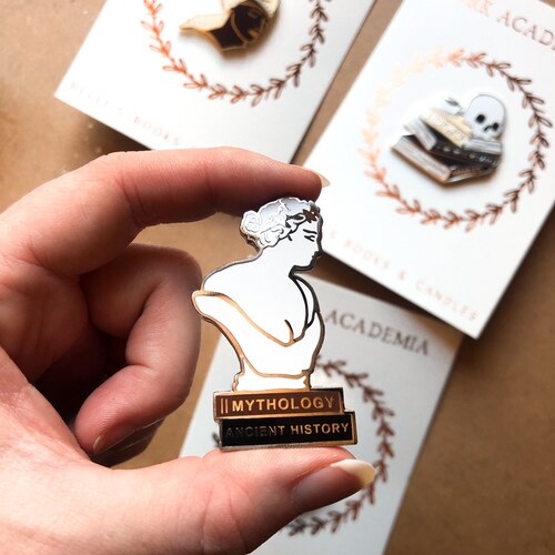 Mythology Bust Enamel Pin Book Stack Enamel Pin Ancient - Etsy