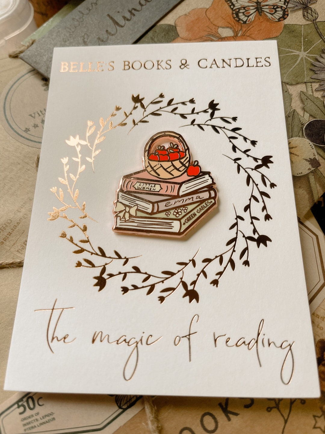 Cottagecore Book Stack Enamel Pin Little Women Pin Light Academia ...