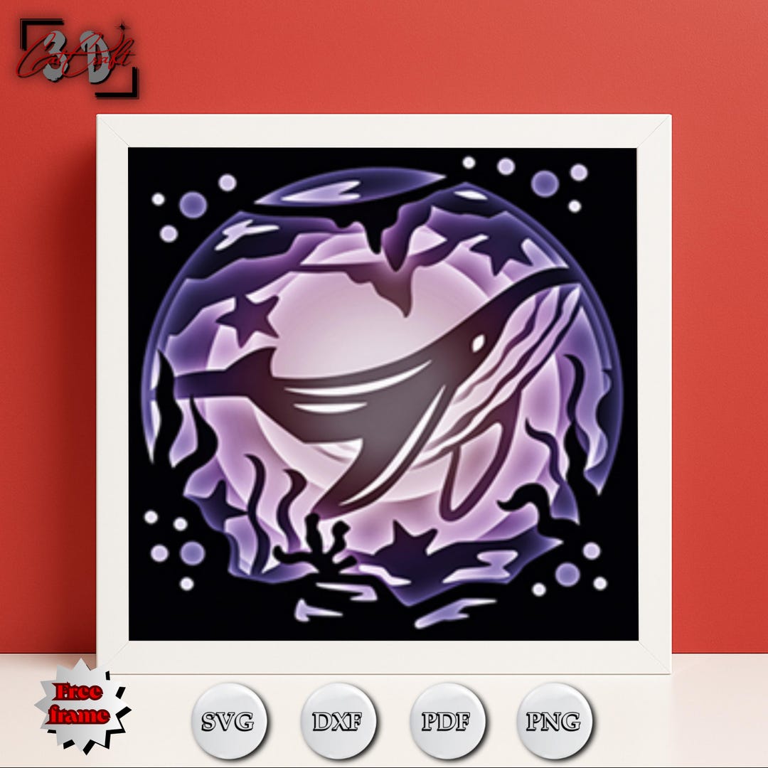 Whale Shadow Box SVG • 3D Ocean Layered Papercut Template • Cricut ...
