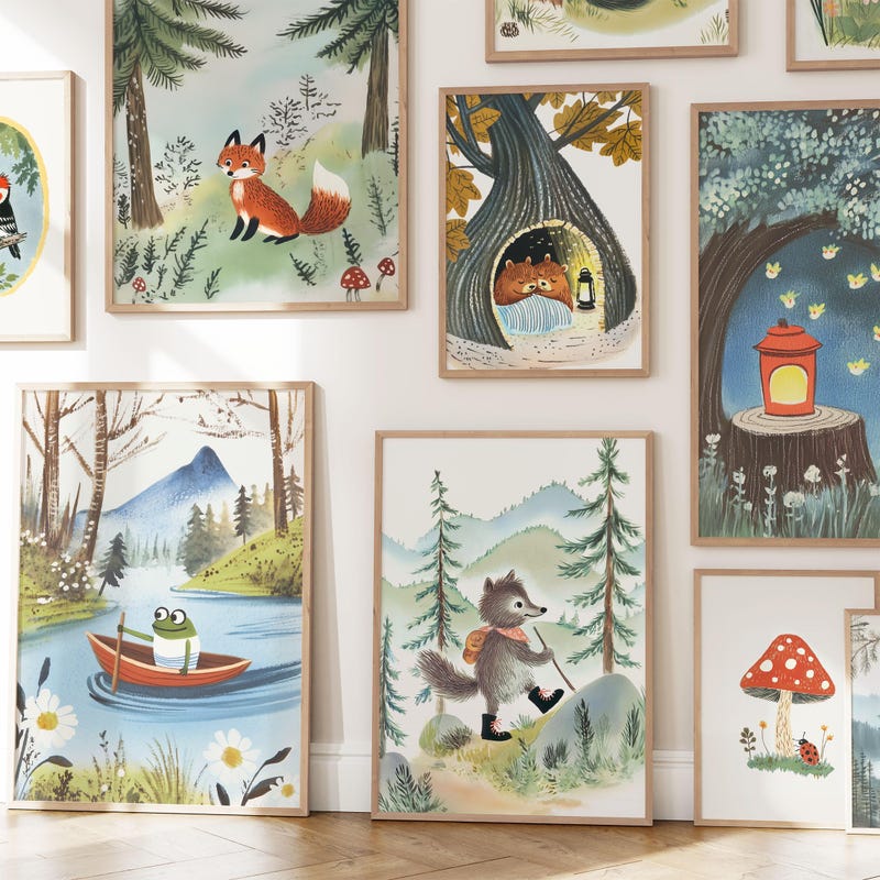 Woodland Tree Wall Prints - Etsy