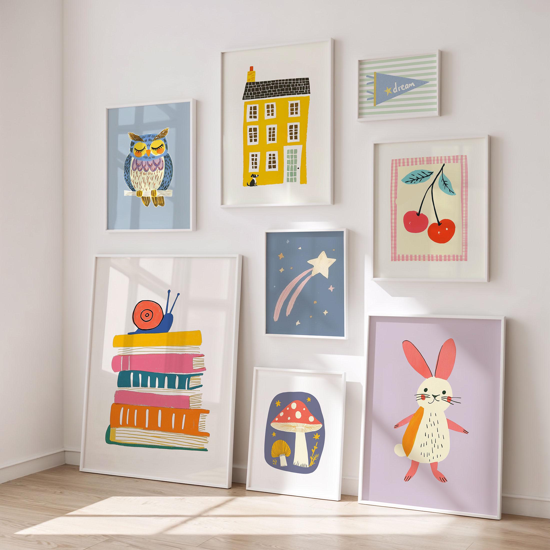 75 Kids Wall Art Printable Bundle - Whimsical Storybook Illustrations ...