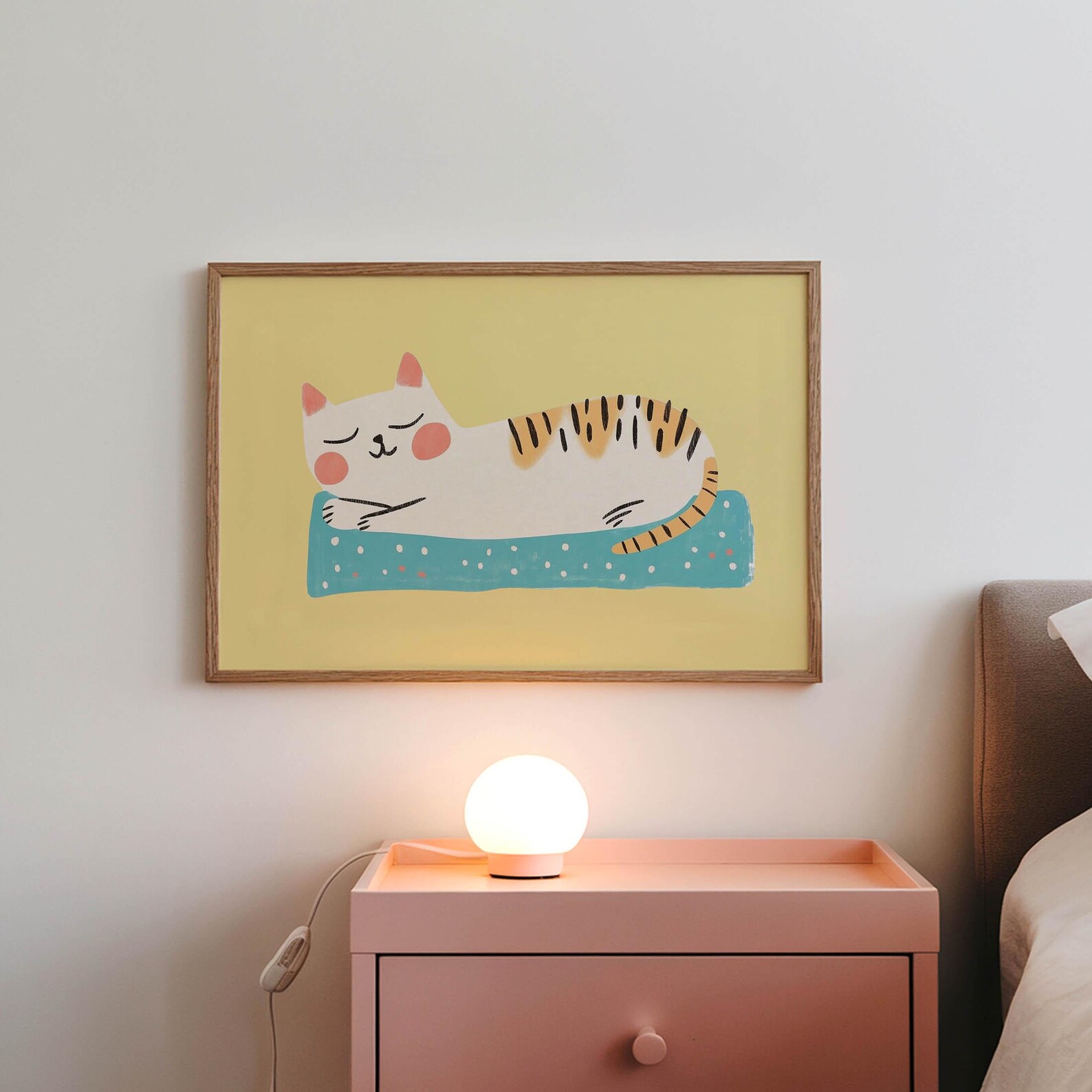 Sleepy Cat Print - Animal Nursery Art, Digital Download Artwork for a ...