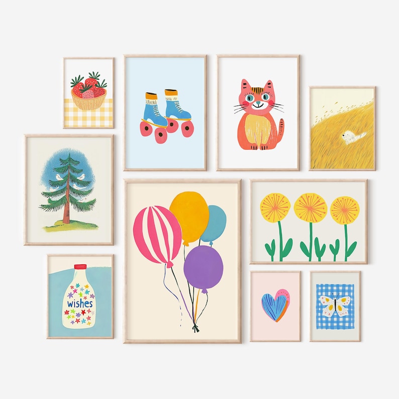 75 Kids Wall Art Printable Bundle - Whimsical Storybook Illustrations ...
