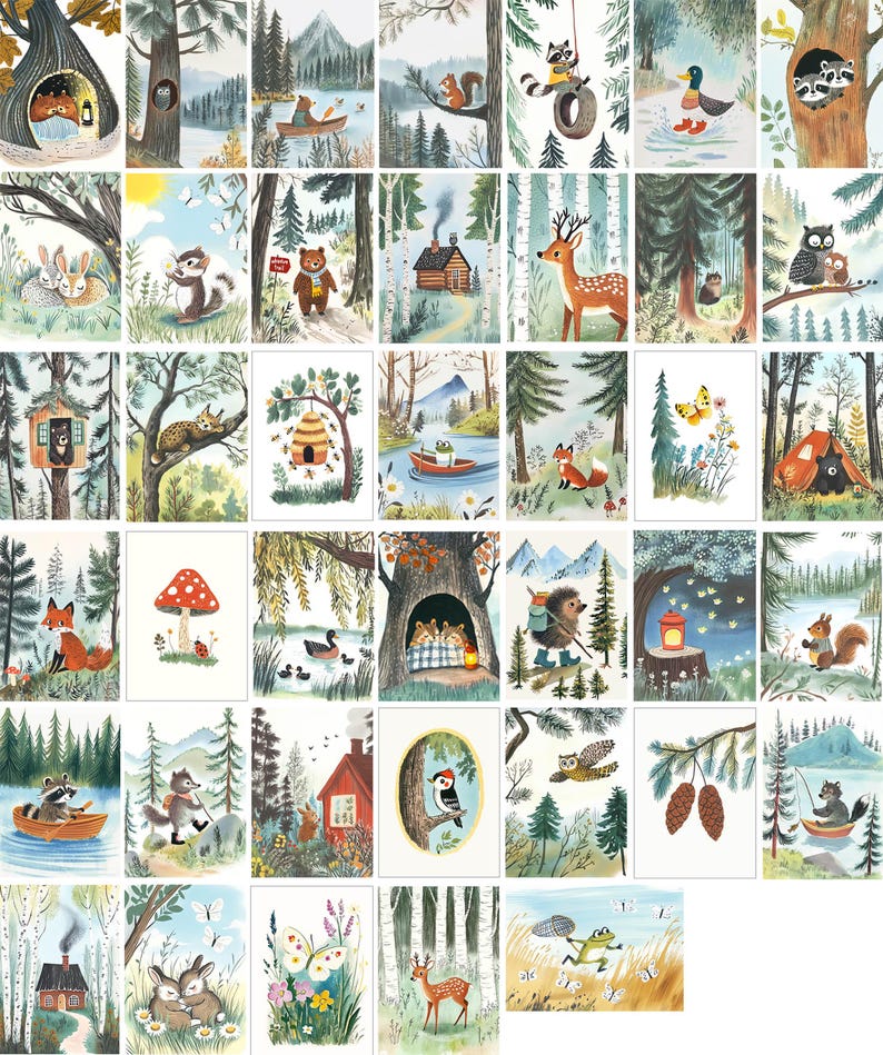 Woodland Animals Collection - 40 Whimsical Storybook Illustrations ...